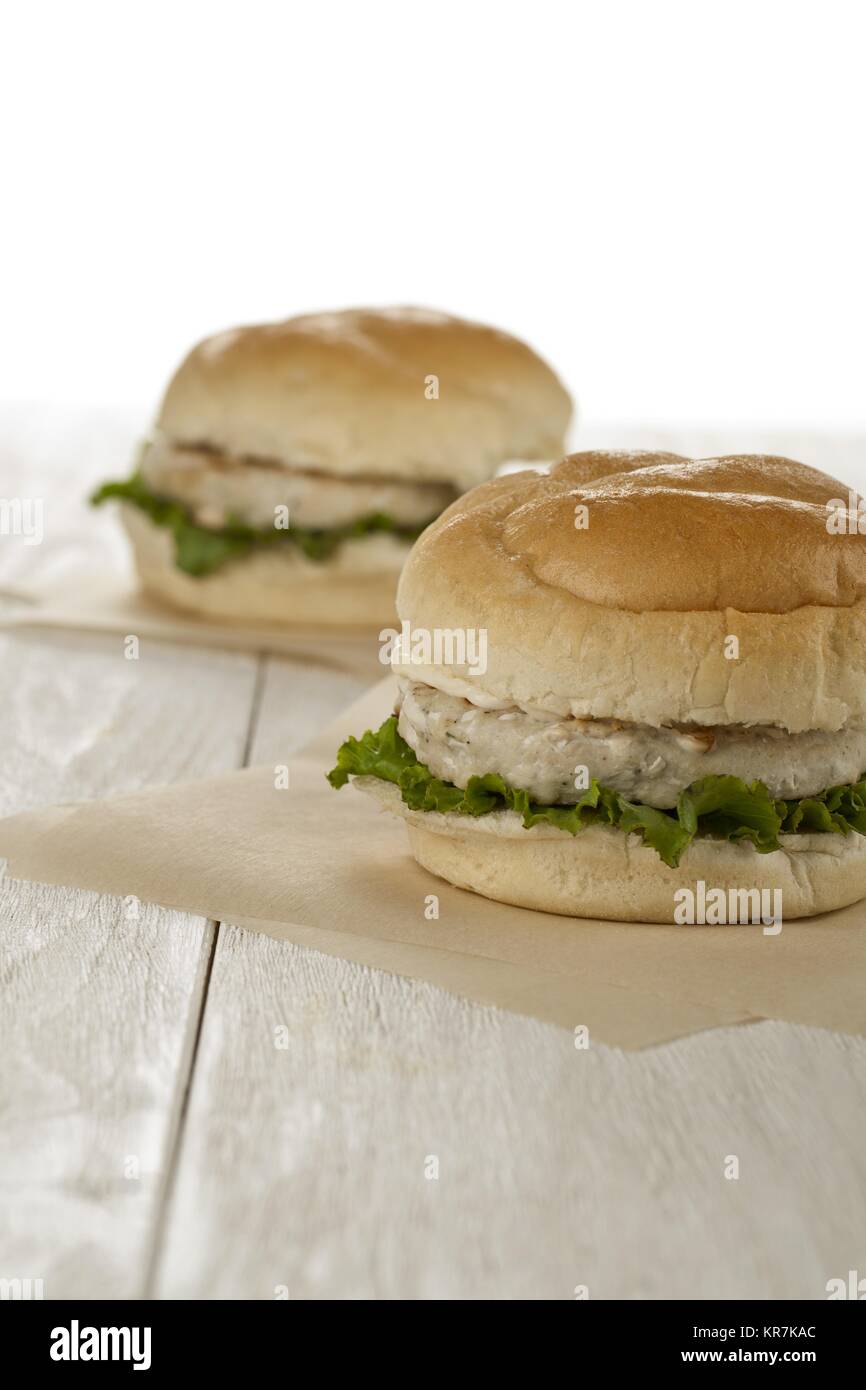 two chicken burgers Stock Photo - Alamy