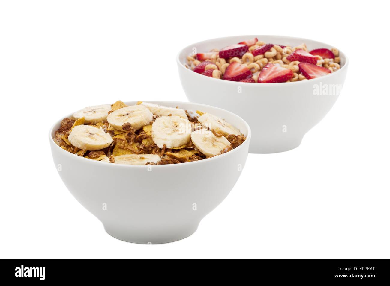 two fruity breakfast cereal bowl Stock Photo - Alamy