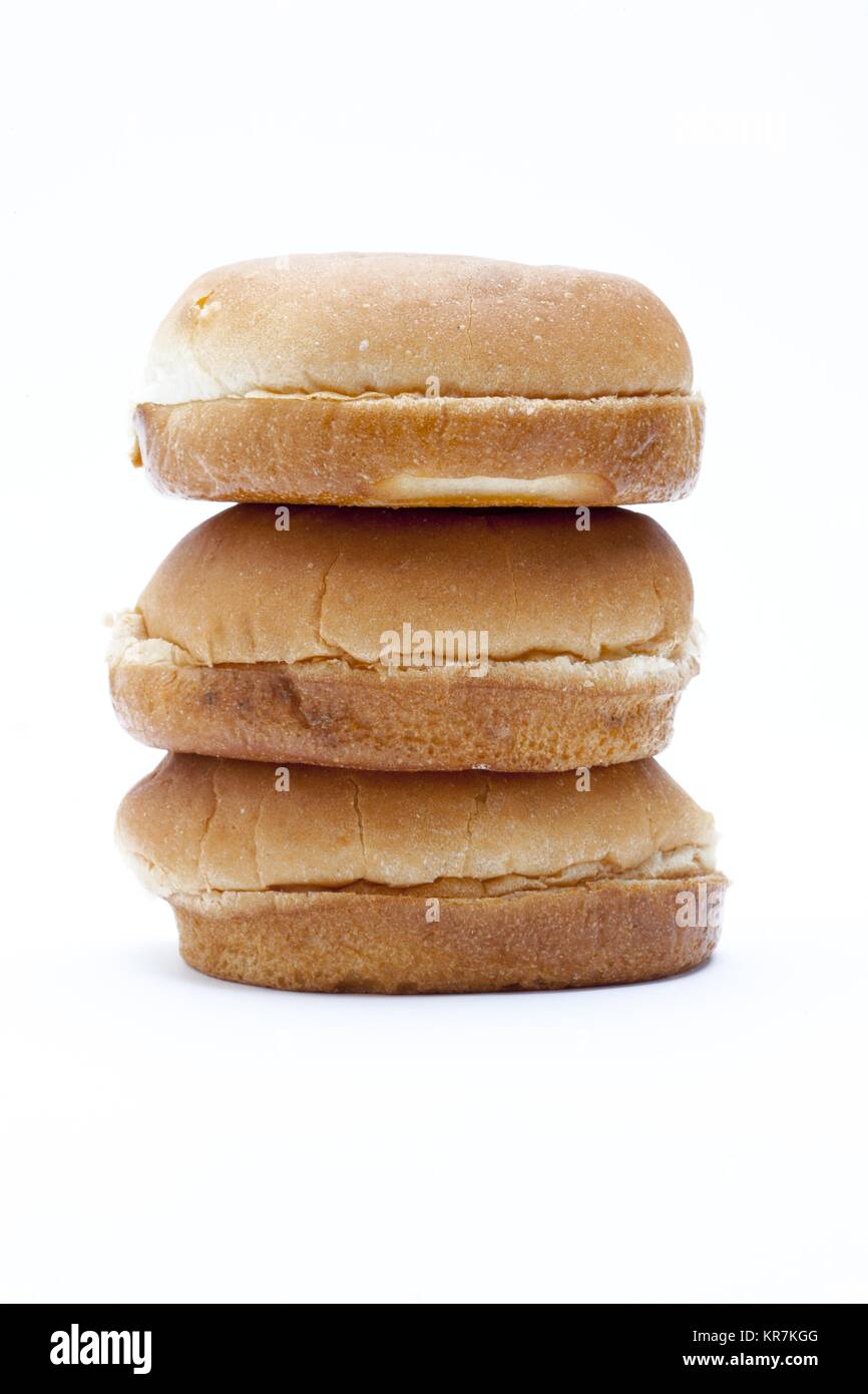 view of burger buns arranged in stack Stock Photo - Alamy