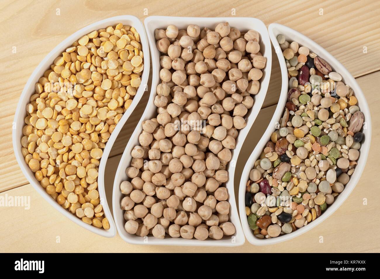 yellow split beans soybeans and mixed legumes Stock Photo - Alamy