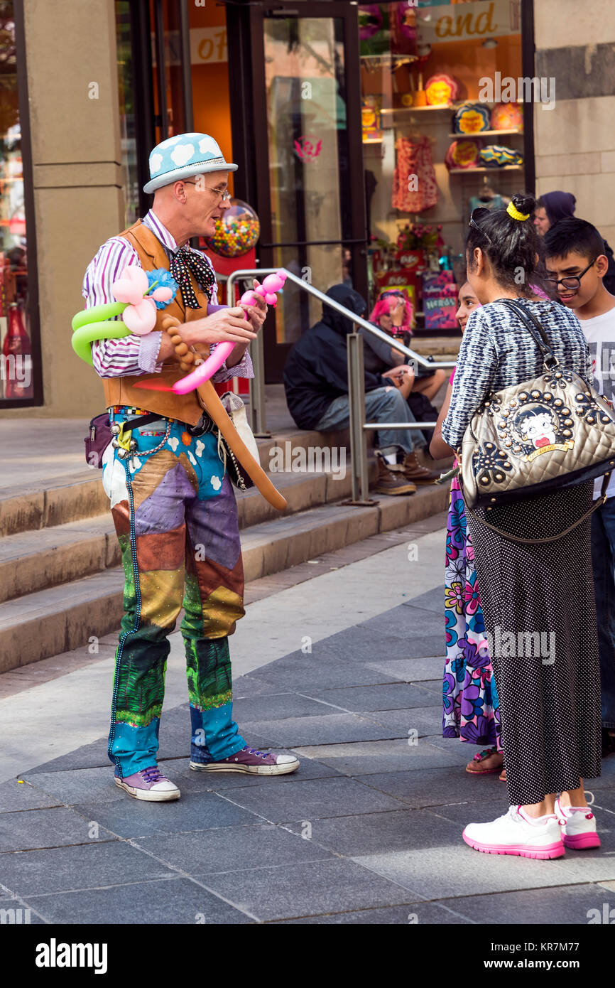 Street clown entertains Denver, Colorado, USA, North America, United ...