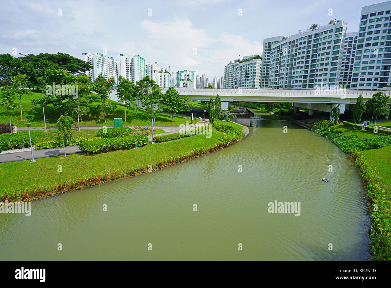 View of the Punggol Waterway park located along Sentul Crescent Road in ...