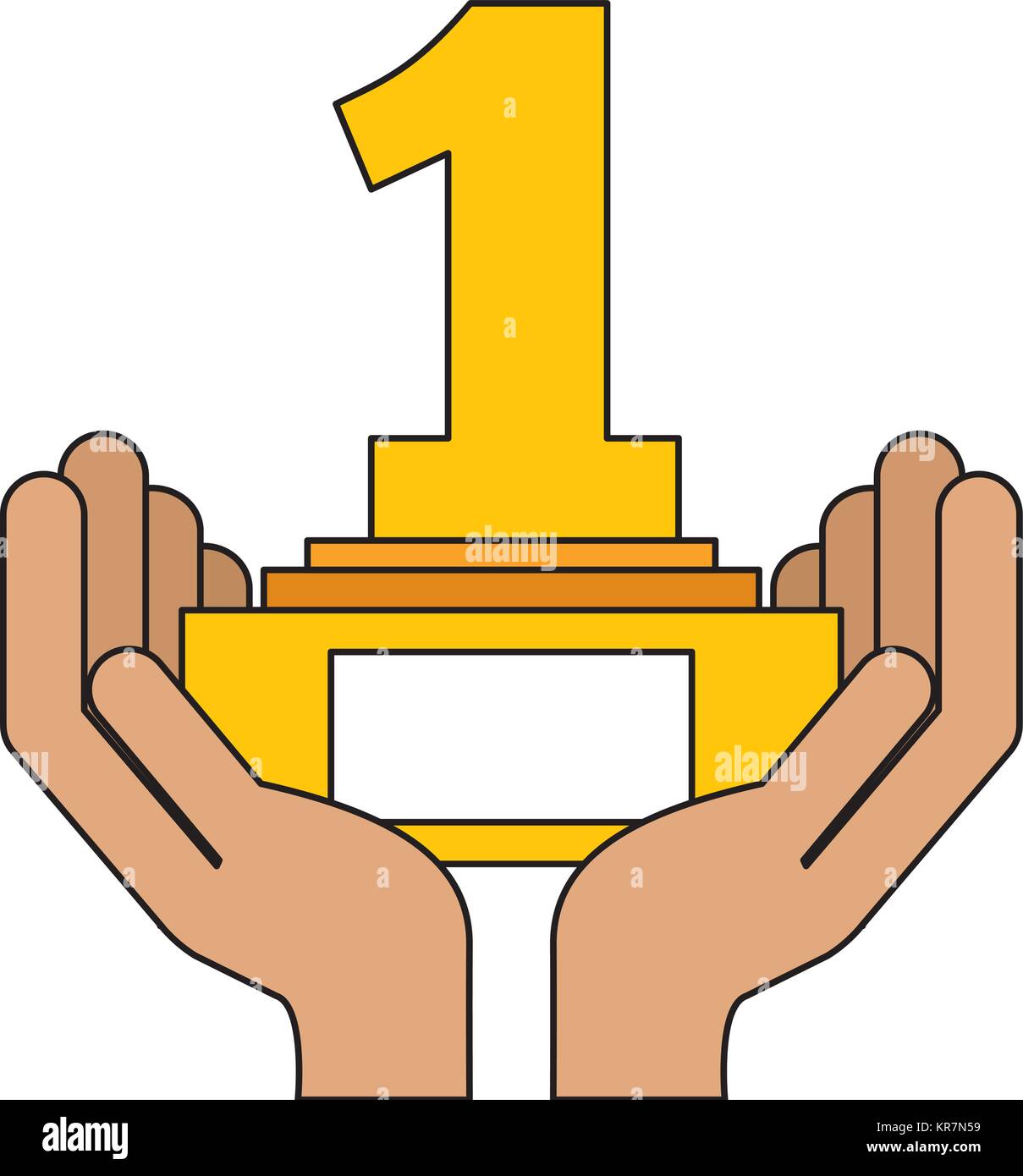 hands human with number one trophy award Stock Vector Image & Art - Alamy