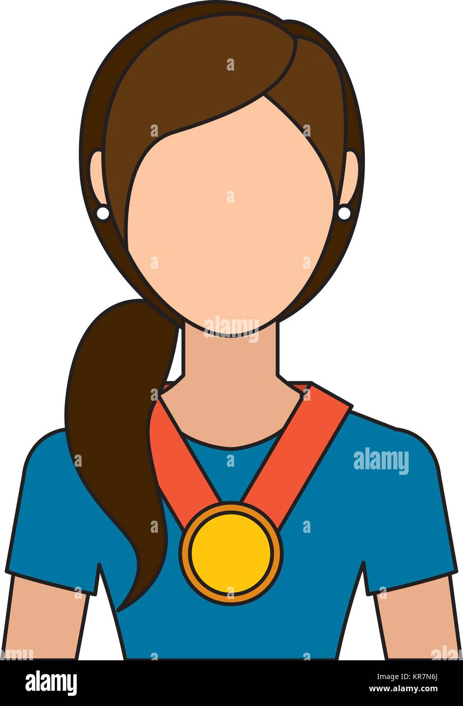 woman with winner medal character Stock Vector Image & Art - Alamy