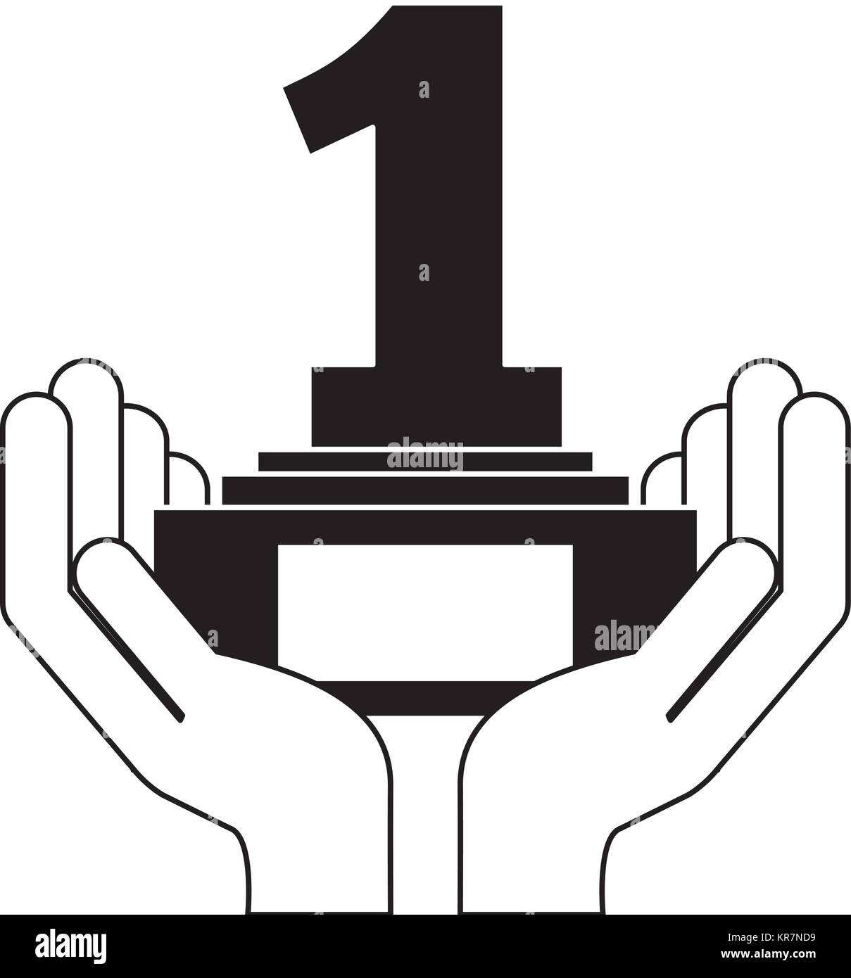 hands human with number one trophy award Stock Vector Image & Art - Alamy