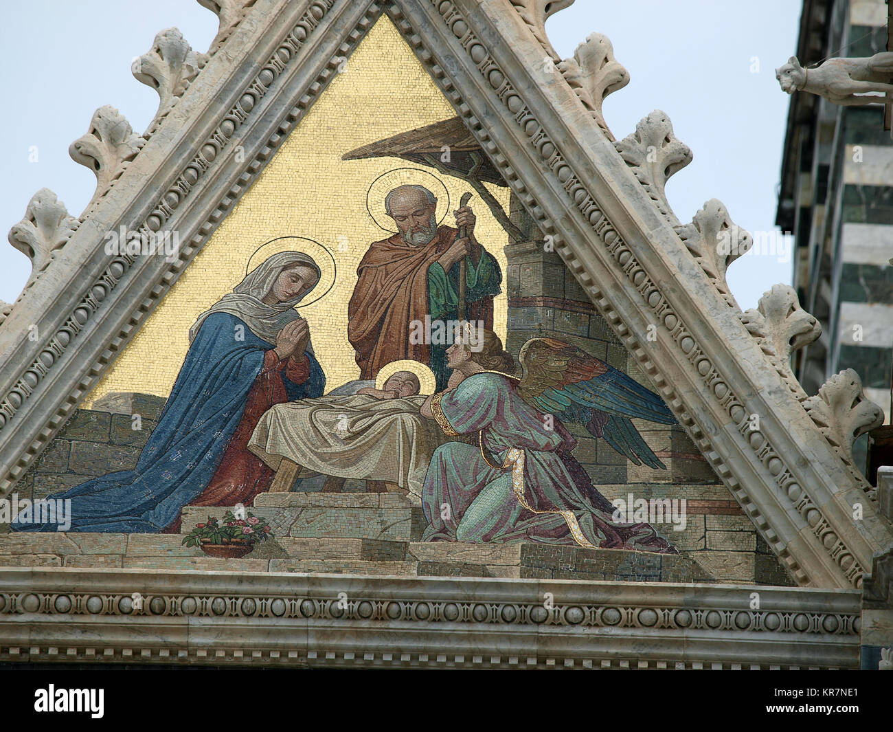 Siena - Duomo facade.The smaller mosaic, Nativity of Jesus by ...