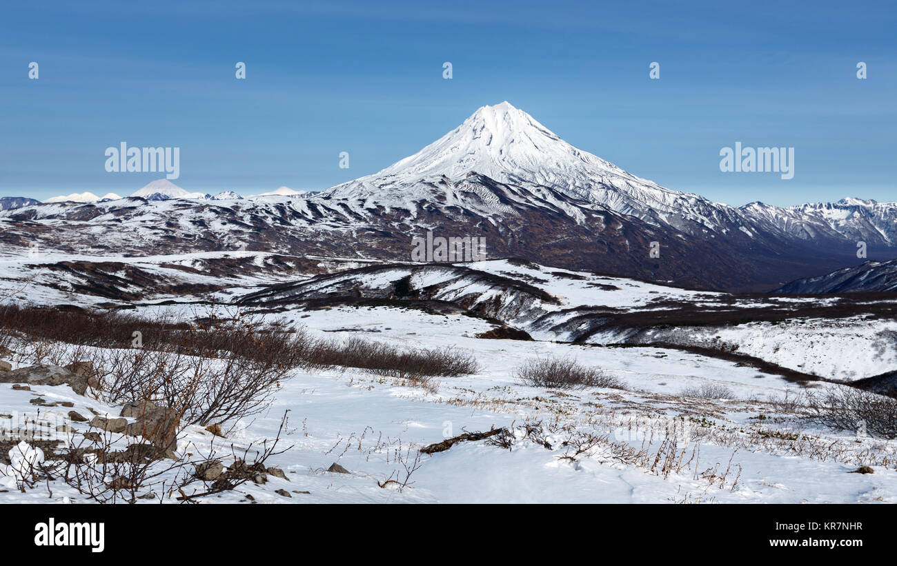Kamchatka Peninsula winter panorama mountainous landscape: beautiful ...