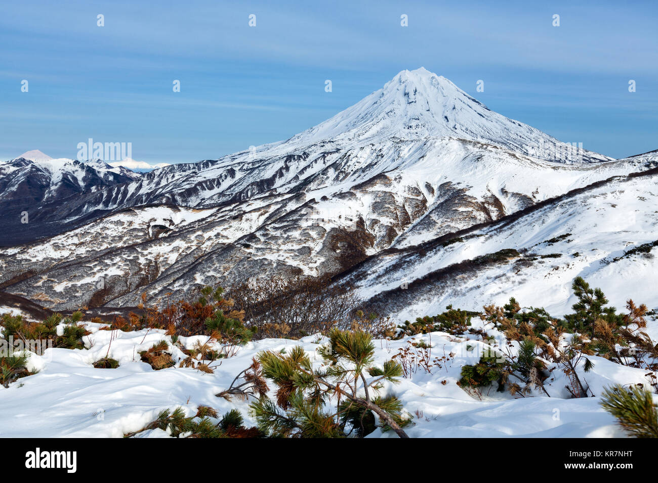 Wintry snowy mountainous landscape of Kamchatka Peninsula: beautiful ...