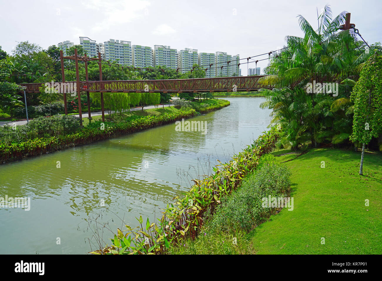 View of the Punggol Waterway park located along Sentul Crescent Road in ...