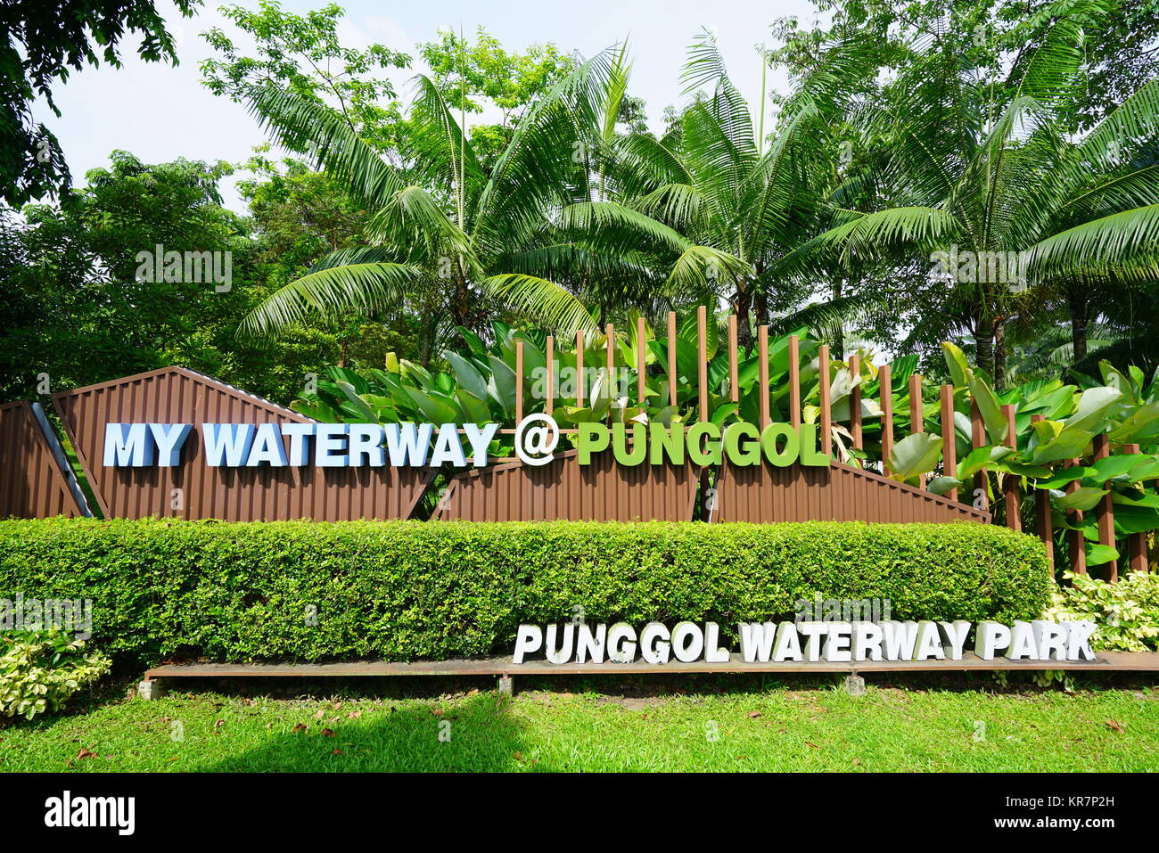 View of the Punggol Waterway park located along Sentul Crescent Road in ...