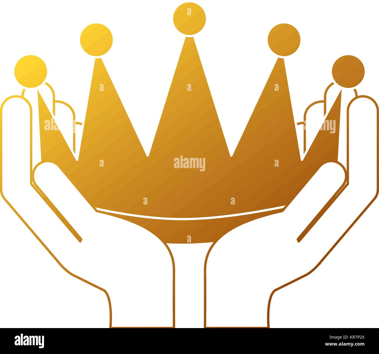 winner hands with crown isolated icon Stock Vector Image & Art - Alamy