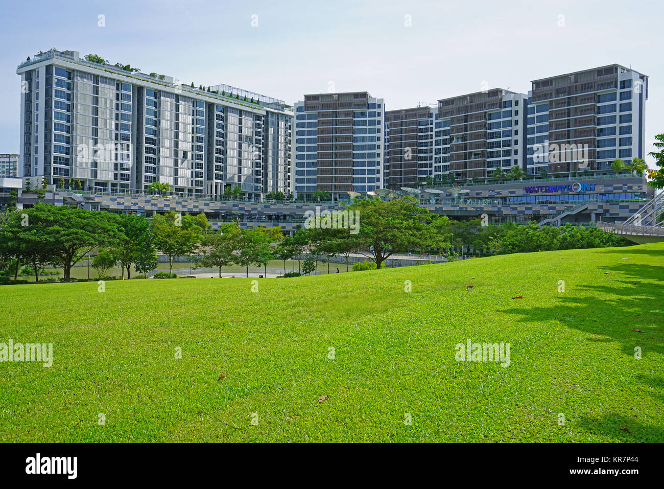 View of the Punggol Waterway park located along Sentul Crescent Road in ...