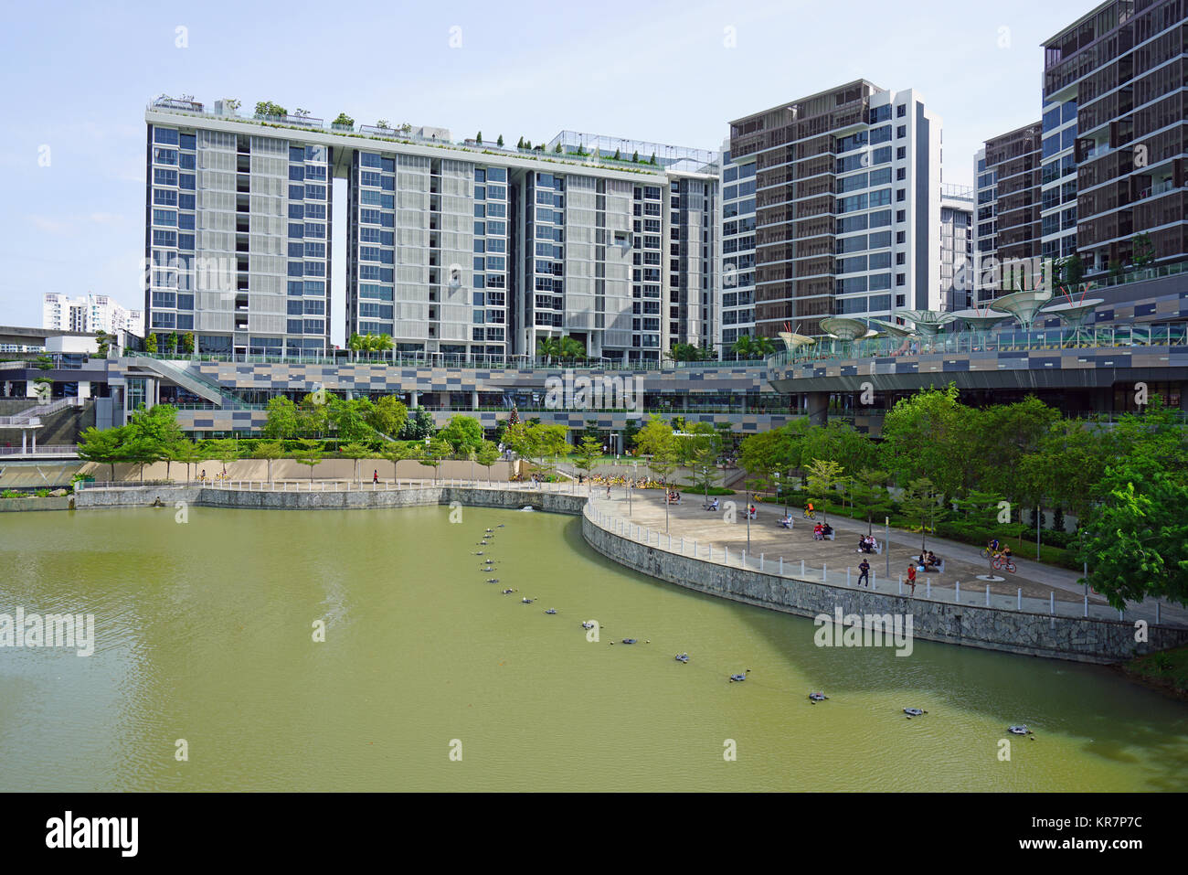 View of the Punggol Waterway park located along Sentul Crescent Road in ...
