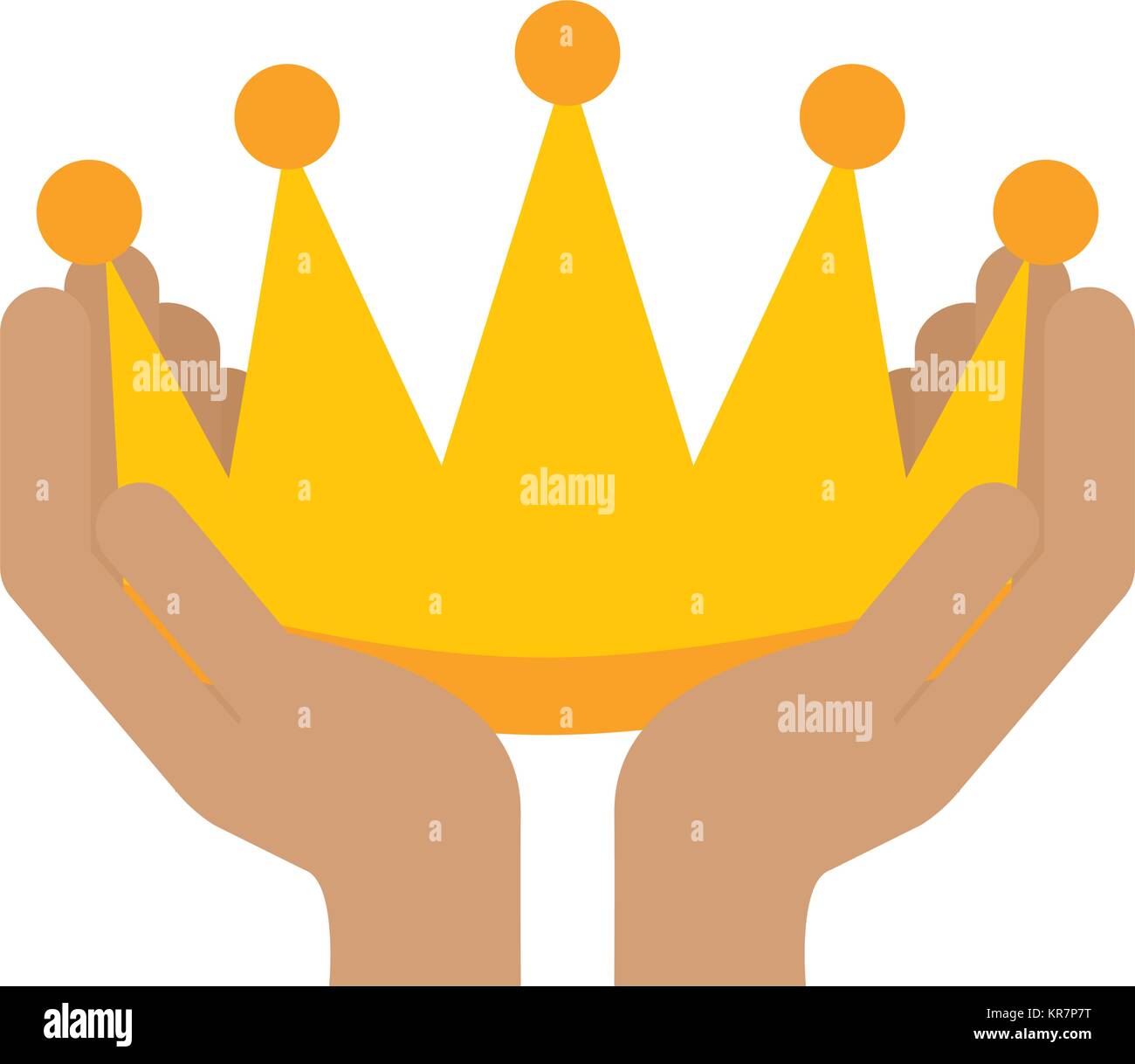 winner hands with crown isolated icon Stock Vector Image & Art - Alamy