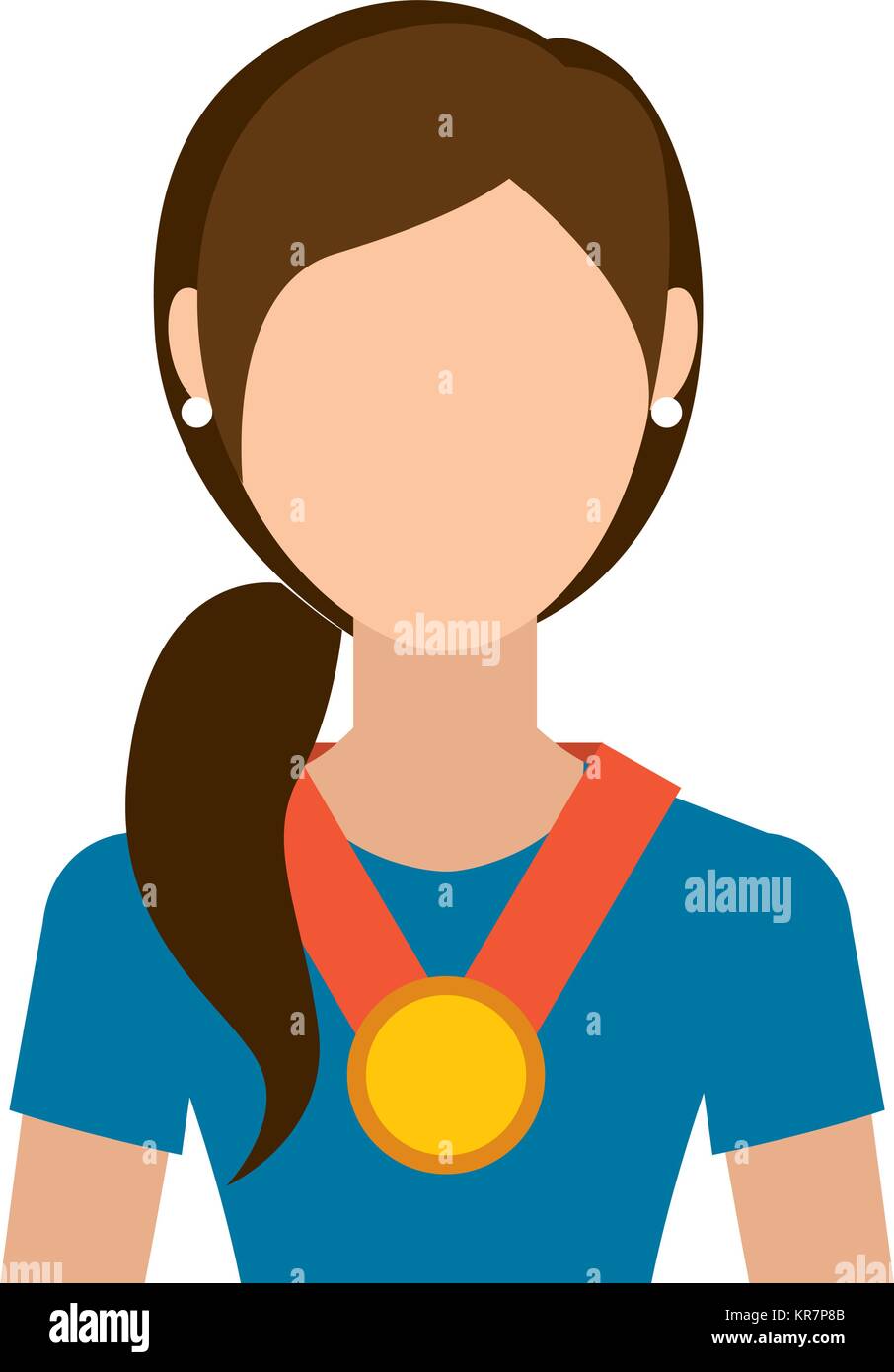 woman with winner medal character Stock Vector Image & Art - Alamy