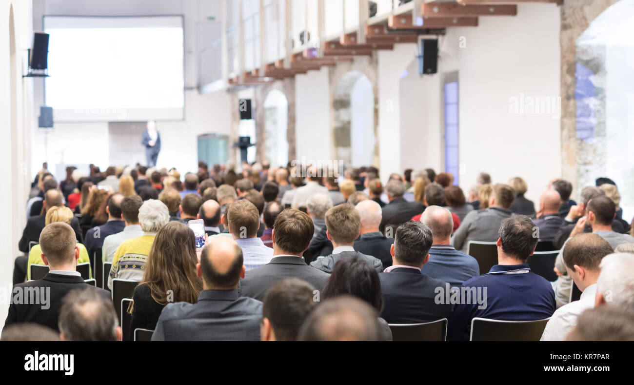 Business speaker giving a talk at business conference event Stock Photo ...