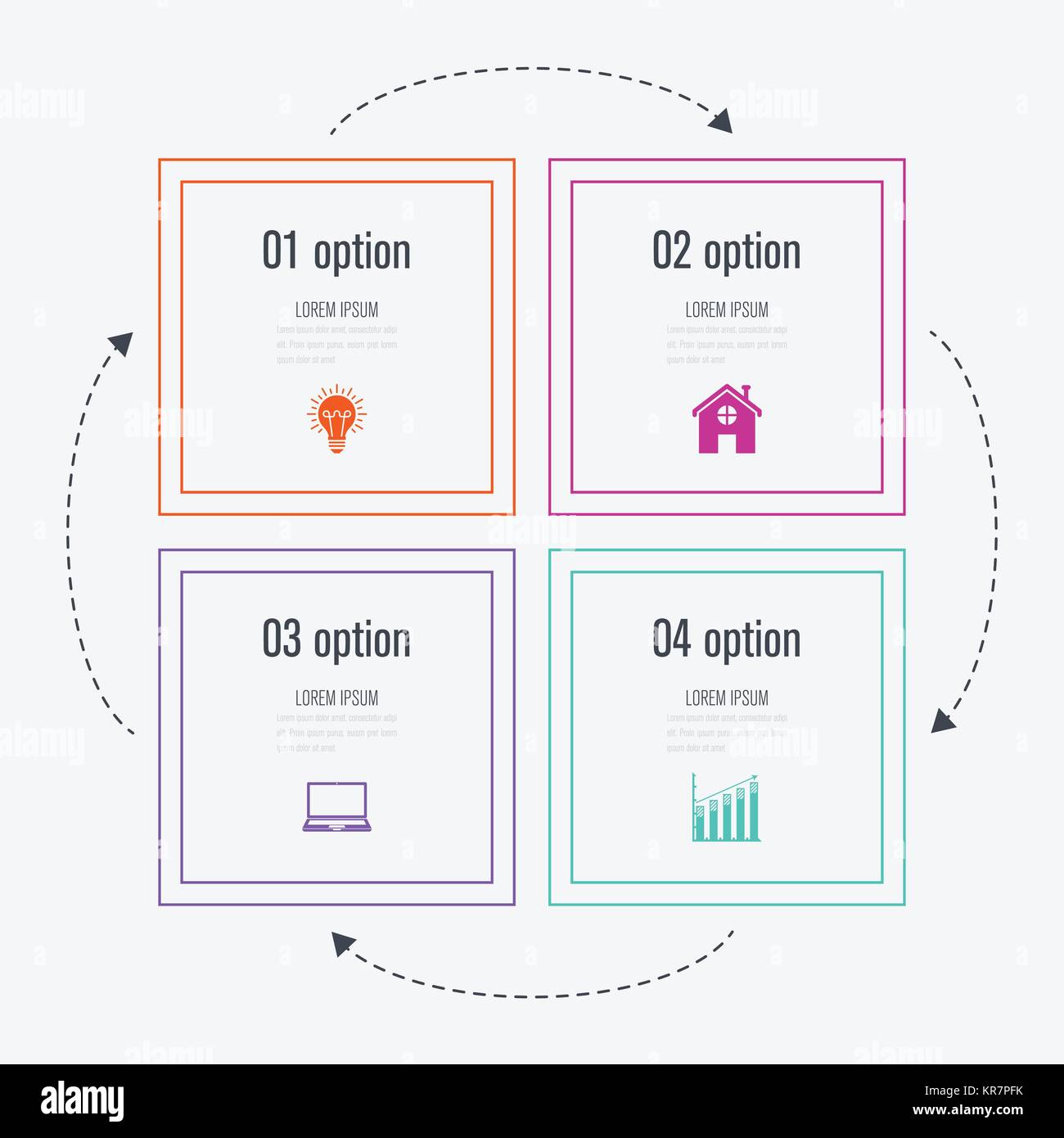 Business infographics template 4 steps with square Stock Vector Image ...