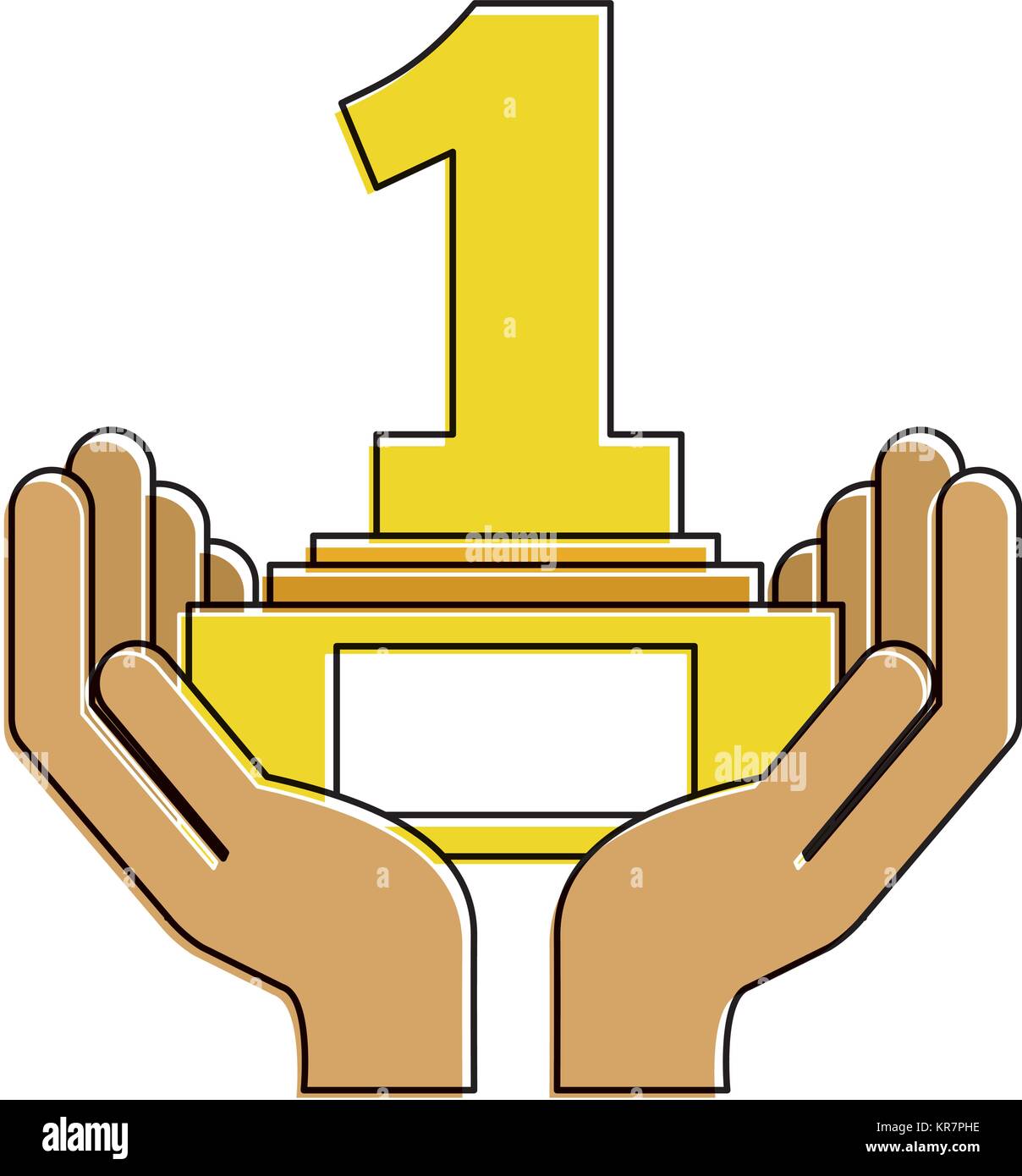hands human with number one trophy award Stock Vector Image & Art - Alamy