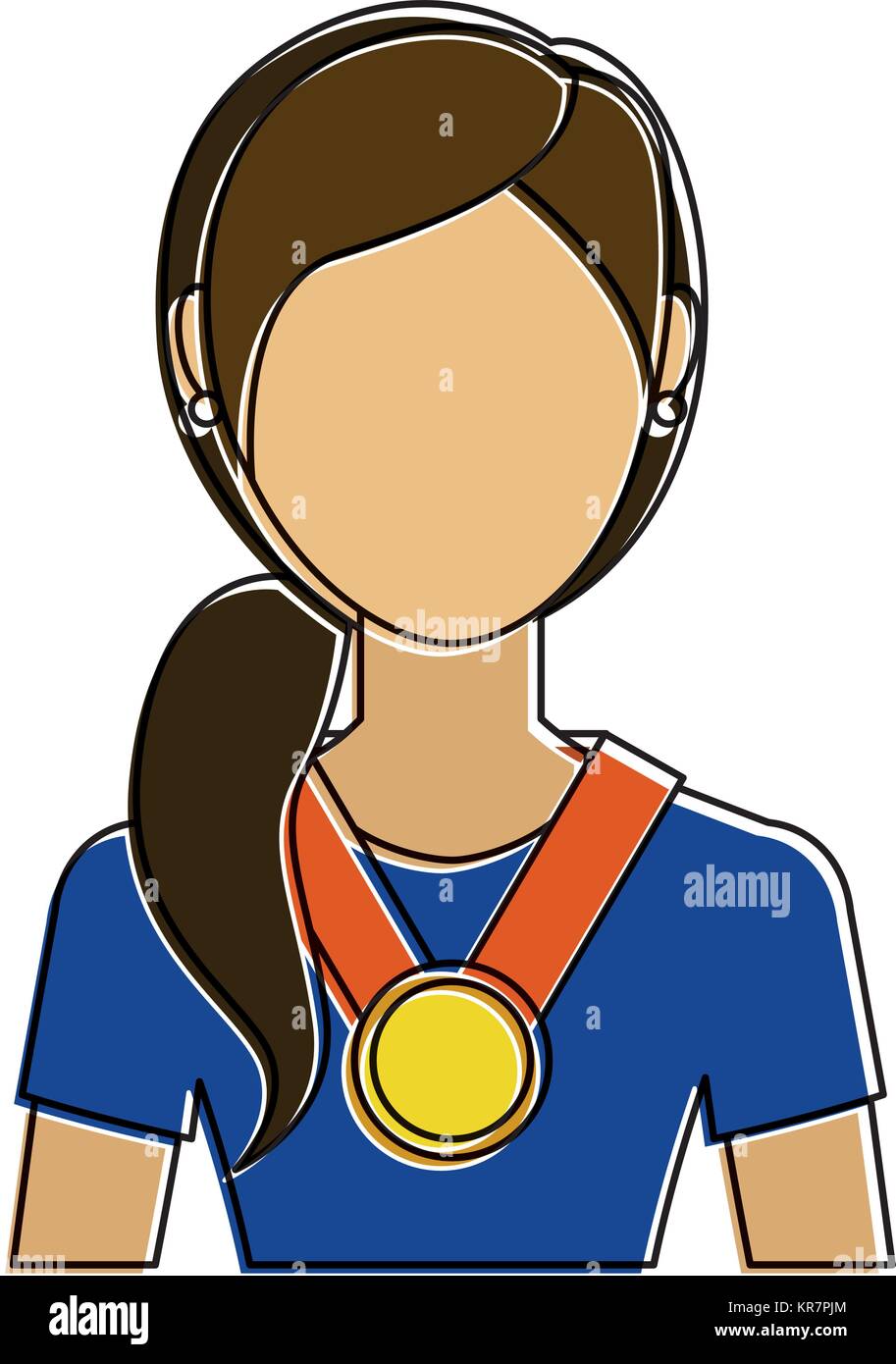 woman with winner medal character Stock Vector Image & Art - Alamy