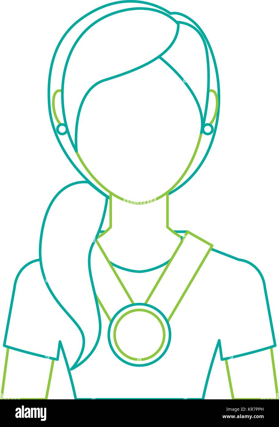 woman with winner medal character Stock Vector Image & Art - Alamy