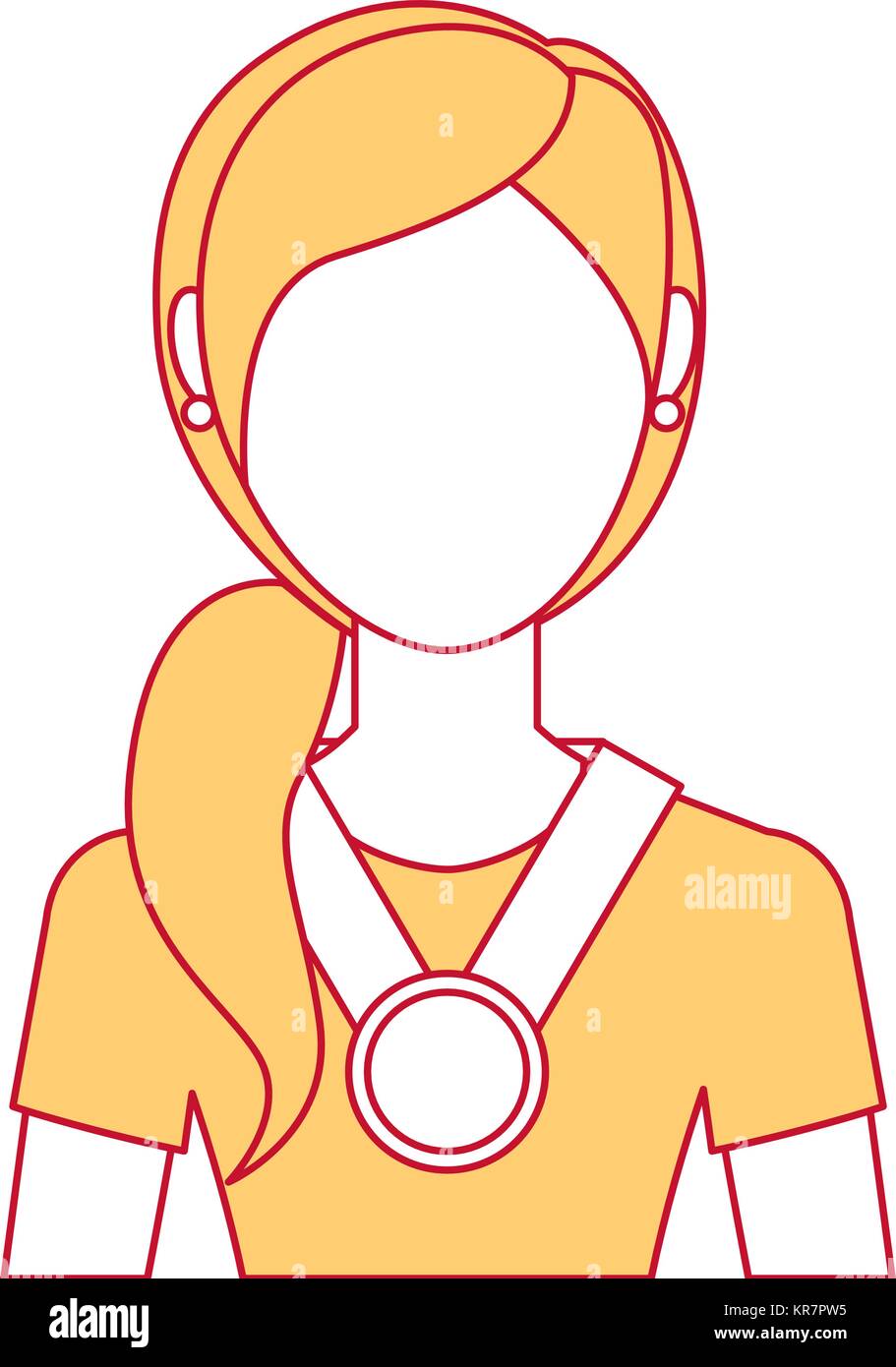 woman with winner medal character Stock Vector Image & Art - Alamy