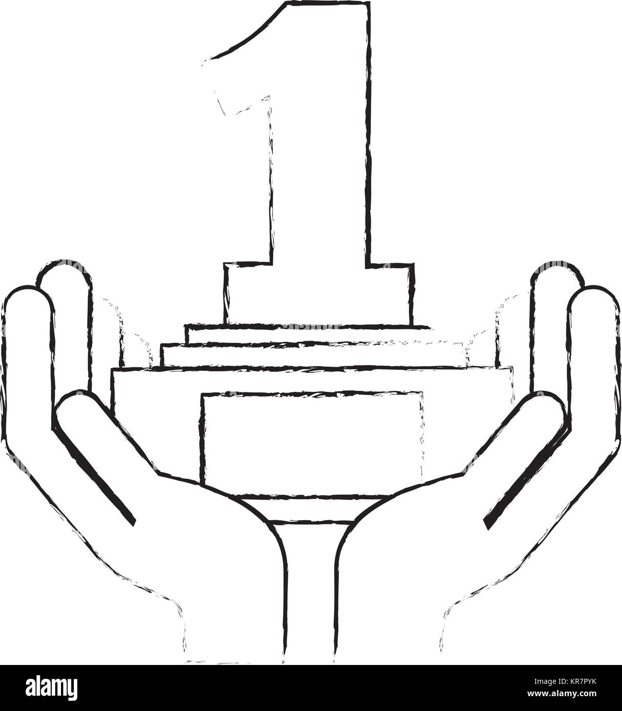 hands human with number one trophy award Stock Vector Image & Art - Alamy