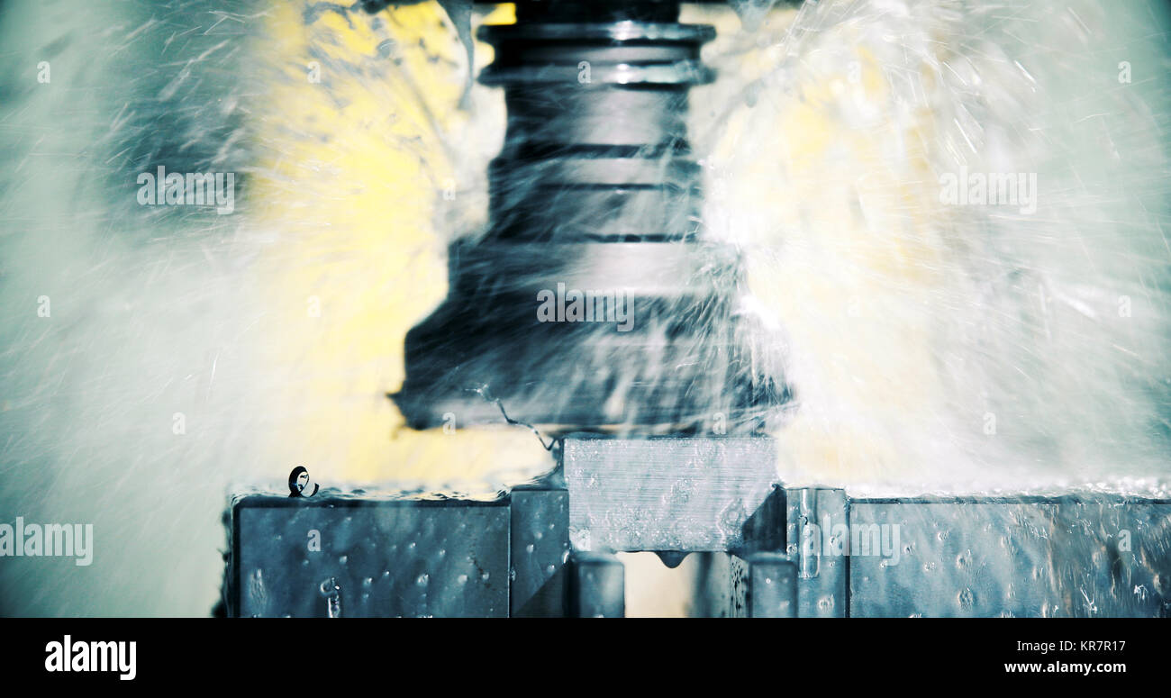 machine tool in metal factory with drilling cnc machines Stock Photo ...