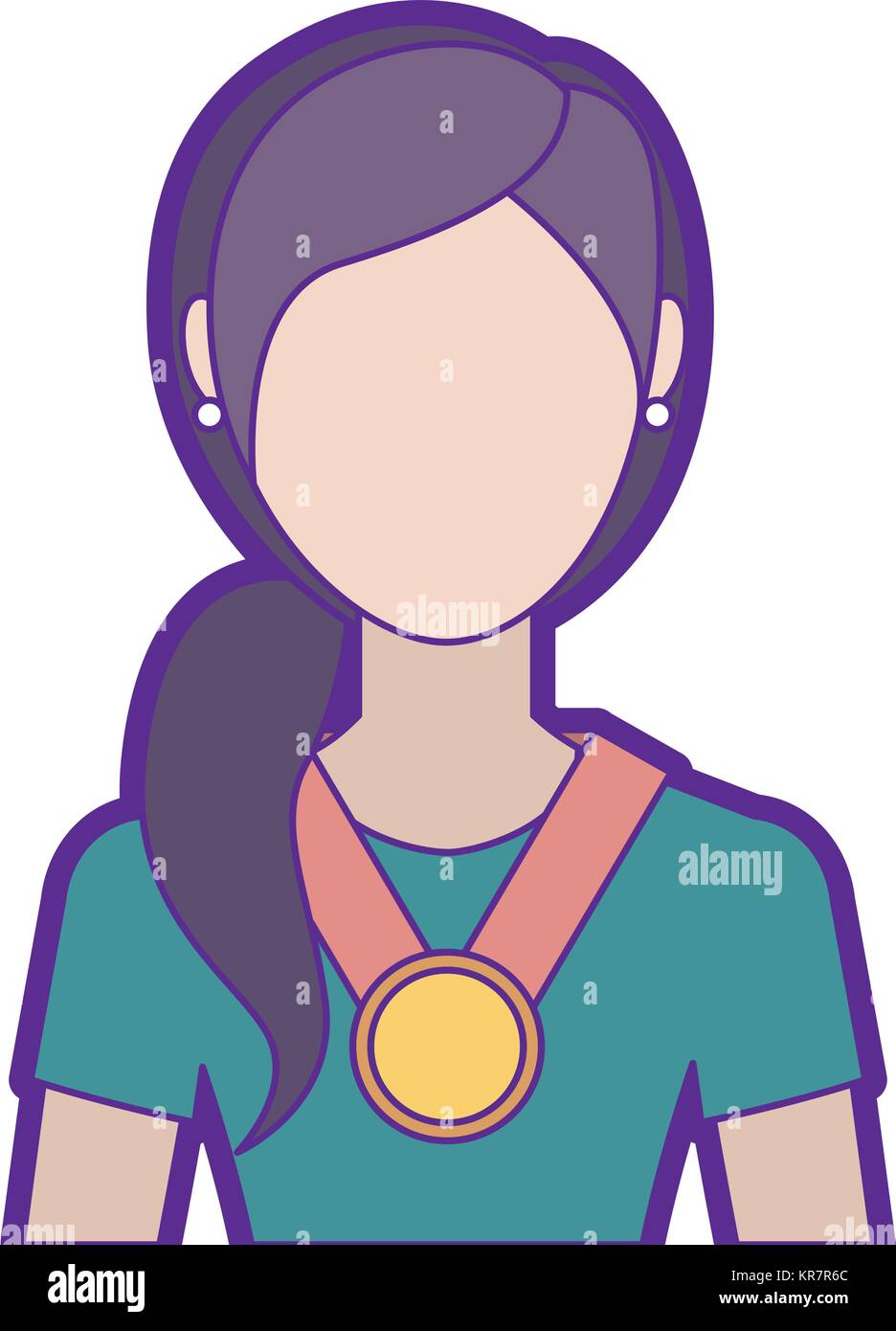 woman with winner medal character Stock Vector Image & Art - Alamy