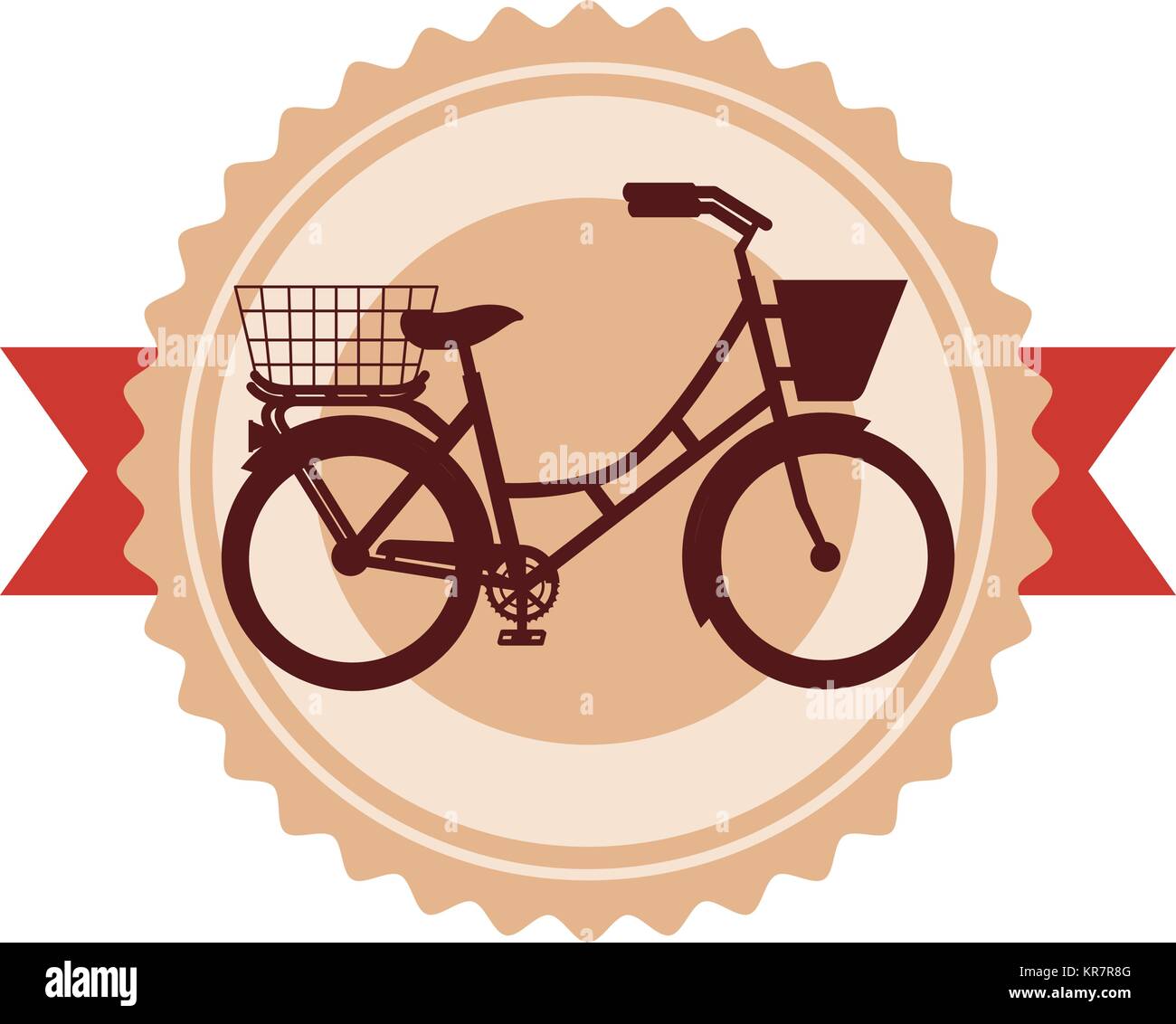 antique bicycle with basket emblem Stock Vector Image & Art - Alamy