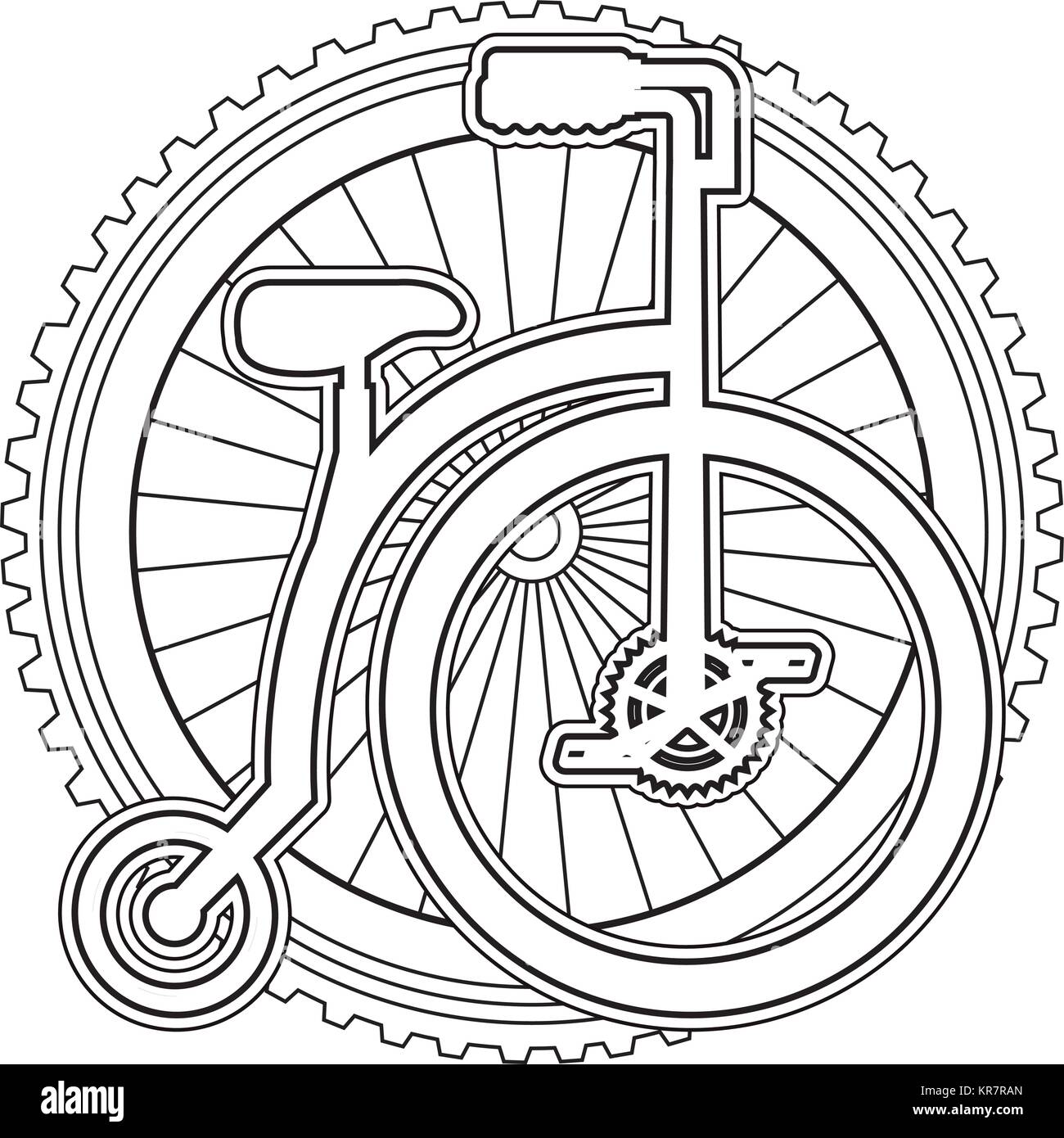 Antique bicycle isolated icon Black and White Stock Photos & Images - Alamy
