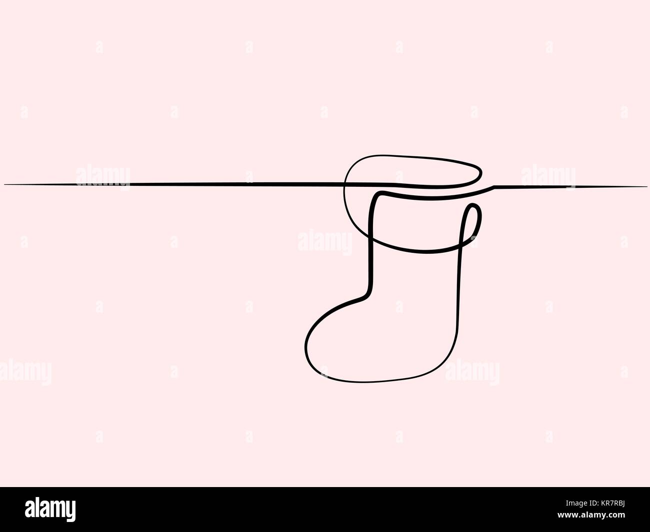 Christmas holidays sock. Continuous line drawing Stock Vector Image ...