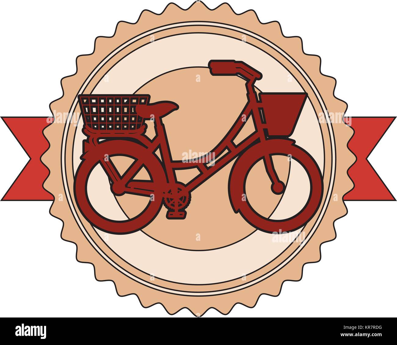 antique bicycle with basket emblem Stock Vector Image & Art - Alamy