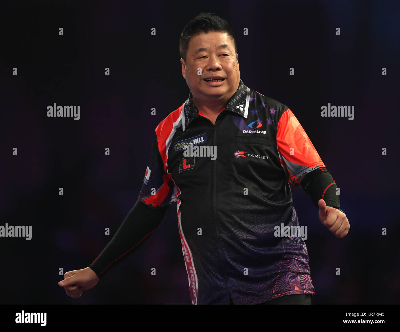 Paul Lim reacts during day five of the William Hill World Darts ...