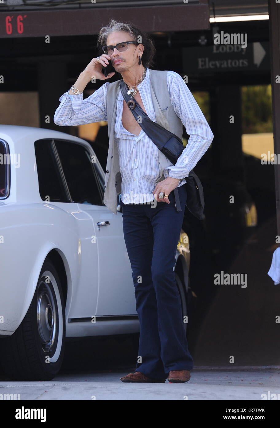 Steven Tyler kisses his driver and takes a selfie with a fan outside Le ...