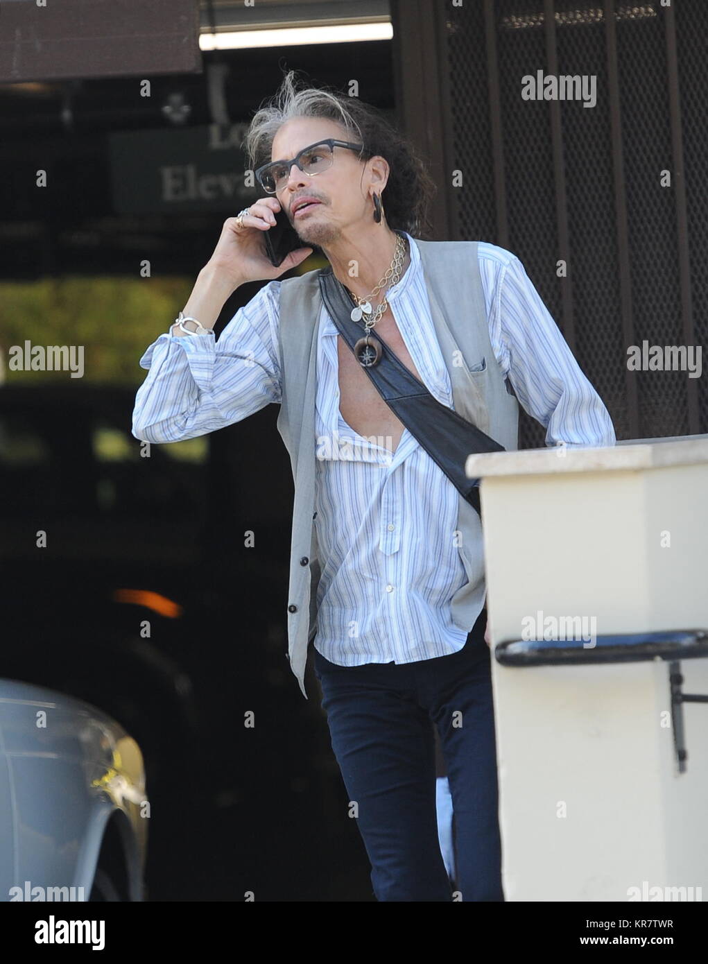 Steven Tyler kisses his driver and takes a selfie with a fan outside Le ...