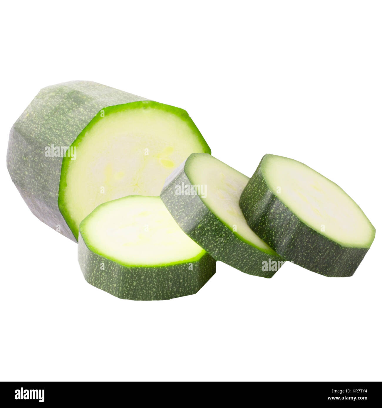 Isolated zucchini. Slices zucchini isolated on white background with ...
