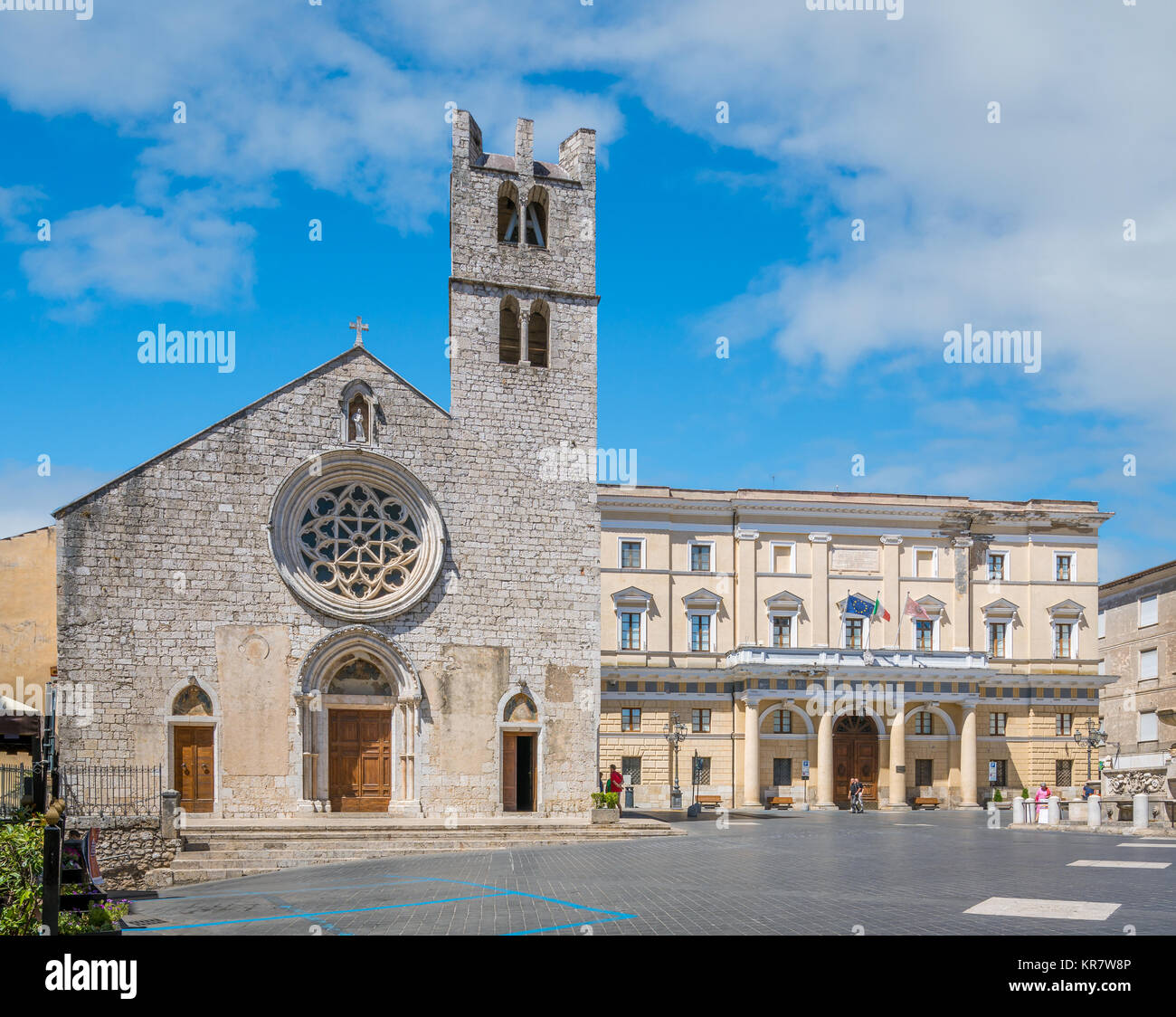 Santa Maria Maggiore square in Alatri on a sunny summer morning ...