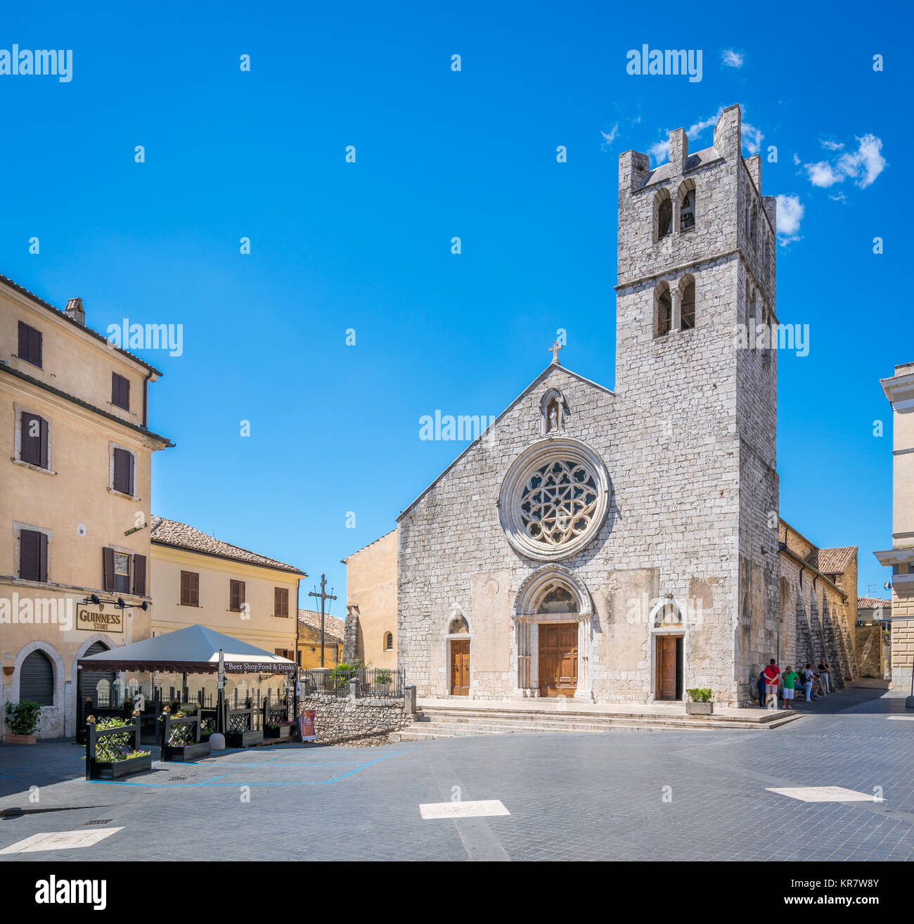 Santa Maria Maggiore square in Alatri on a sunny summer morning ...