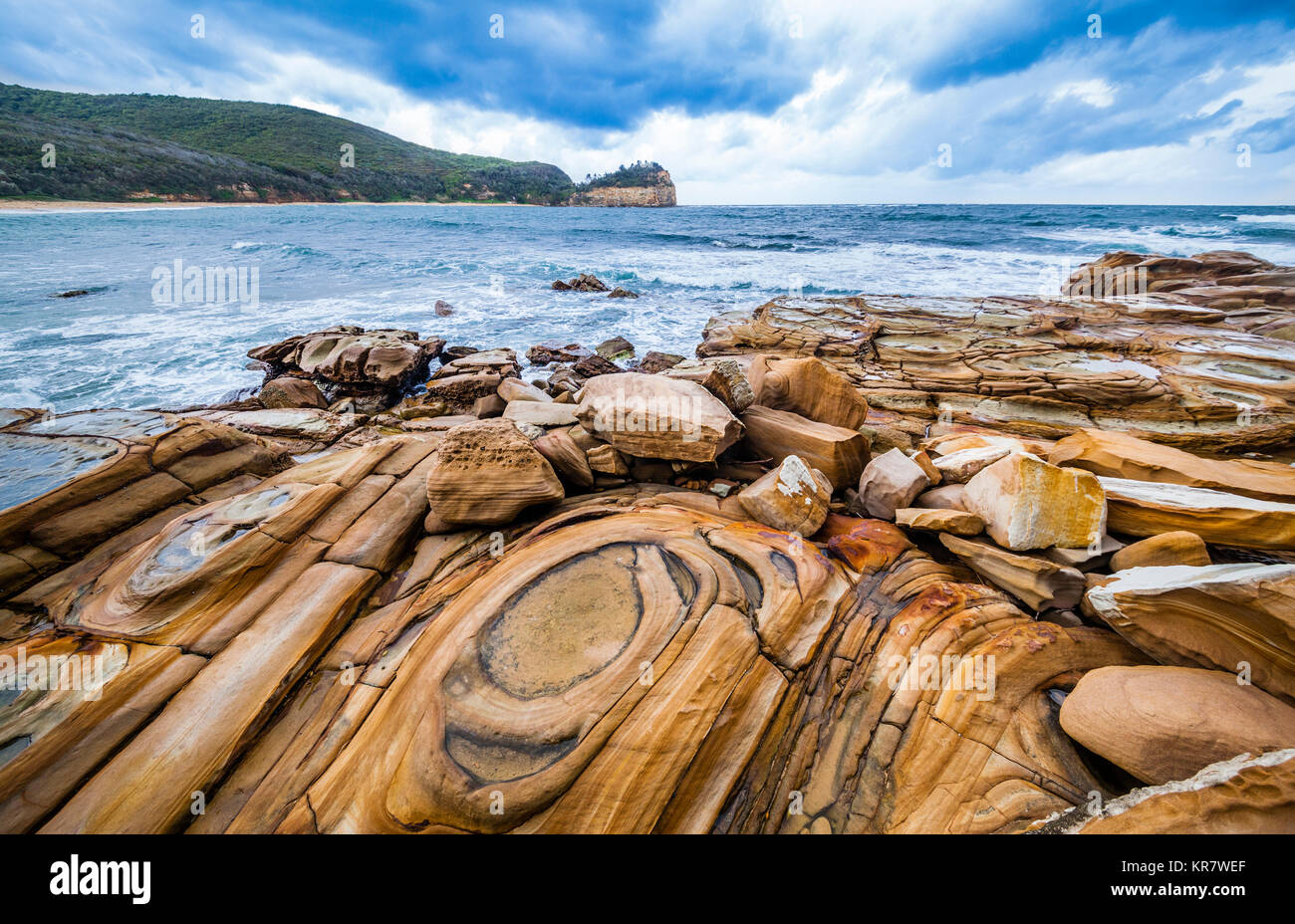 Australia, New South Wales, Central Coast, Bouddi National Park, rock ...