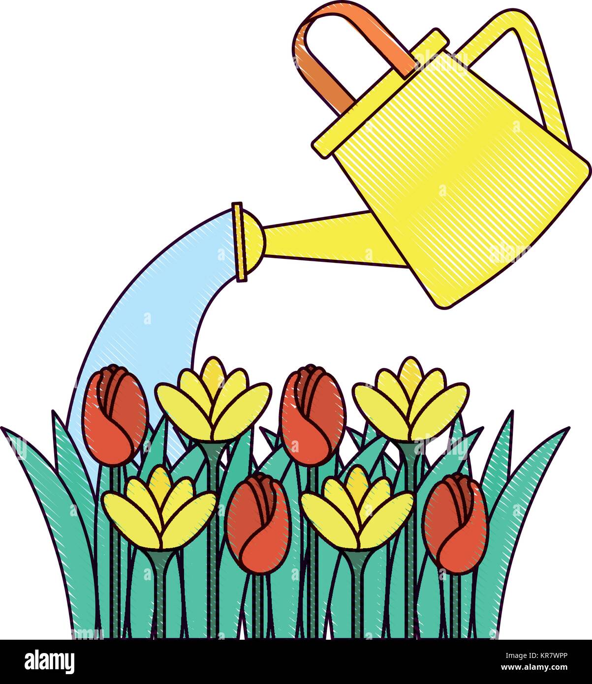 beautiful flowers cultivated with sprinkler Stock Vector Image & Art ...