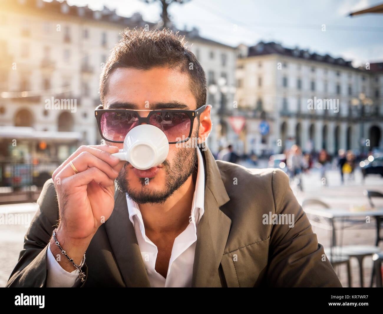 Male model drinking coffee hi-res stock photography and images - Alamy