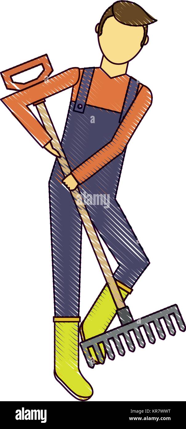 gardener with rake avatar character icon Stock Vector Image & Art - Alamy