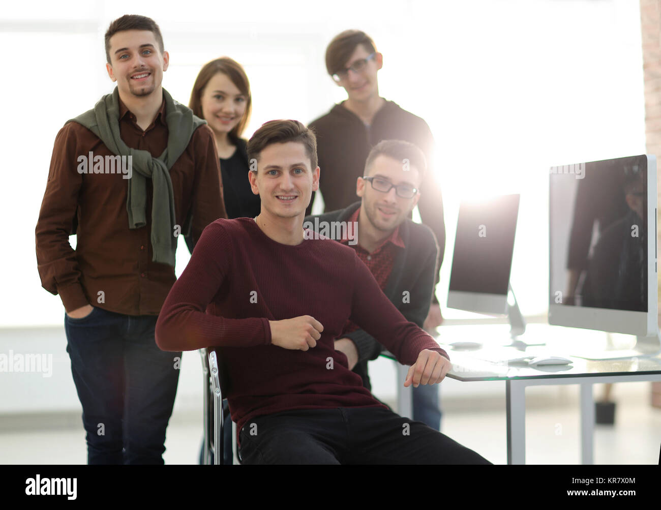 creative coworkers at the workplace in the office Stock Photo - Alamy
