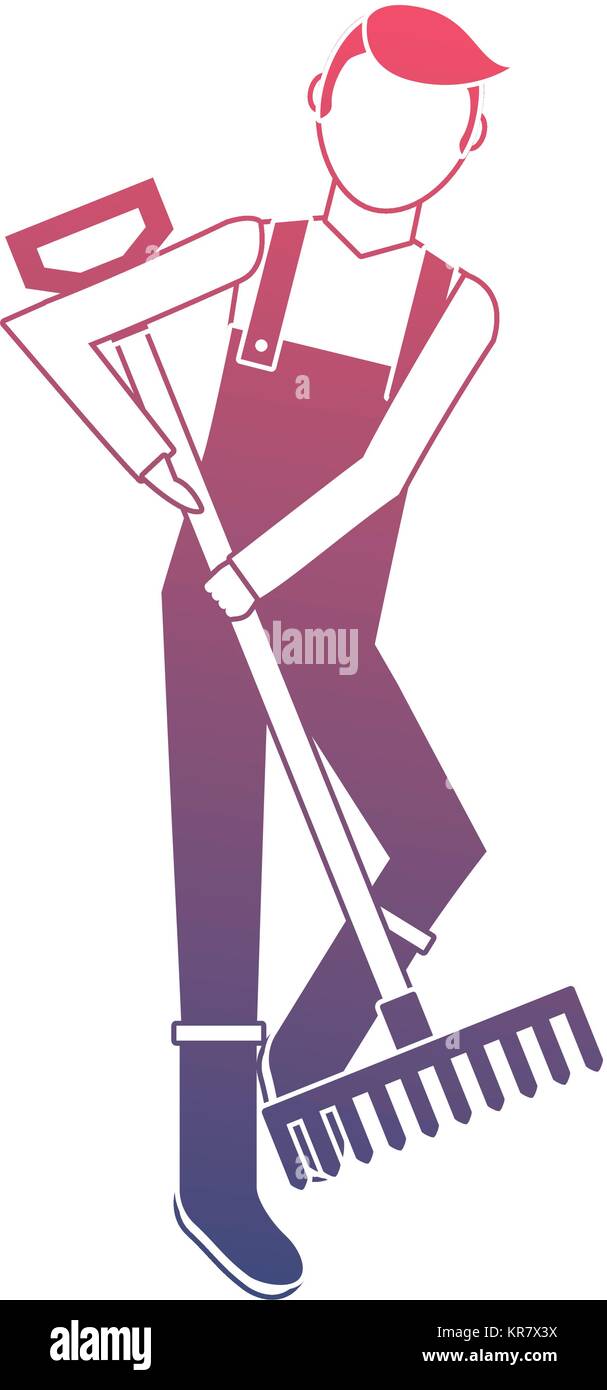 gardener with rake avatar character icon Stock Vector Image & Art - Alamy