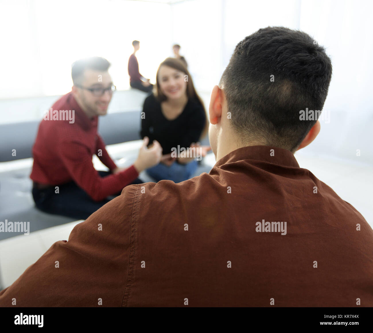 business background.employees talking to a customer Stock Photo - Alamy