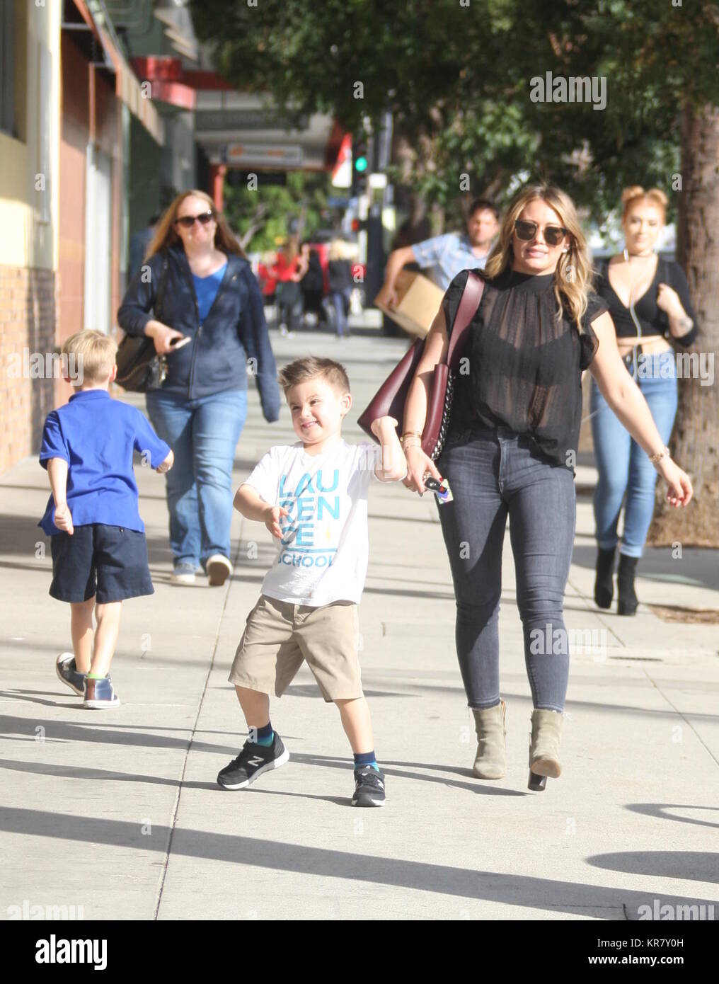 Hilary Duff out and about with her son Luca and his friend Featuring: Hilary Duff, Luca Comrie ...