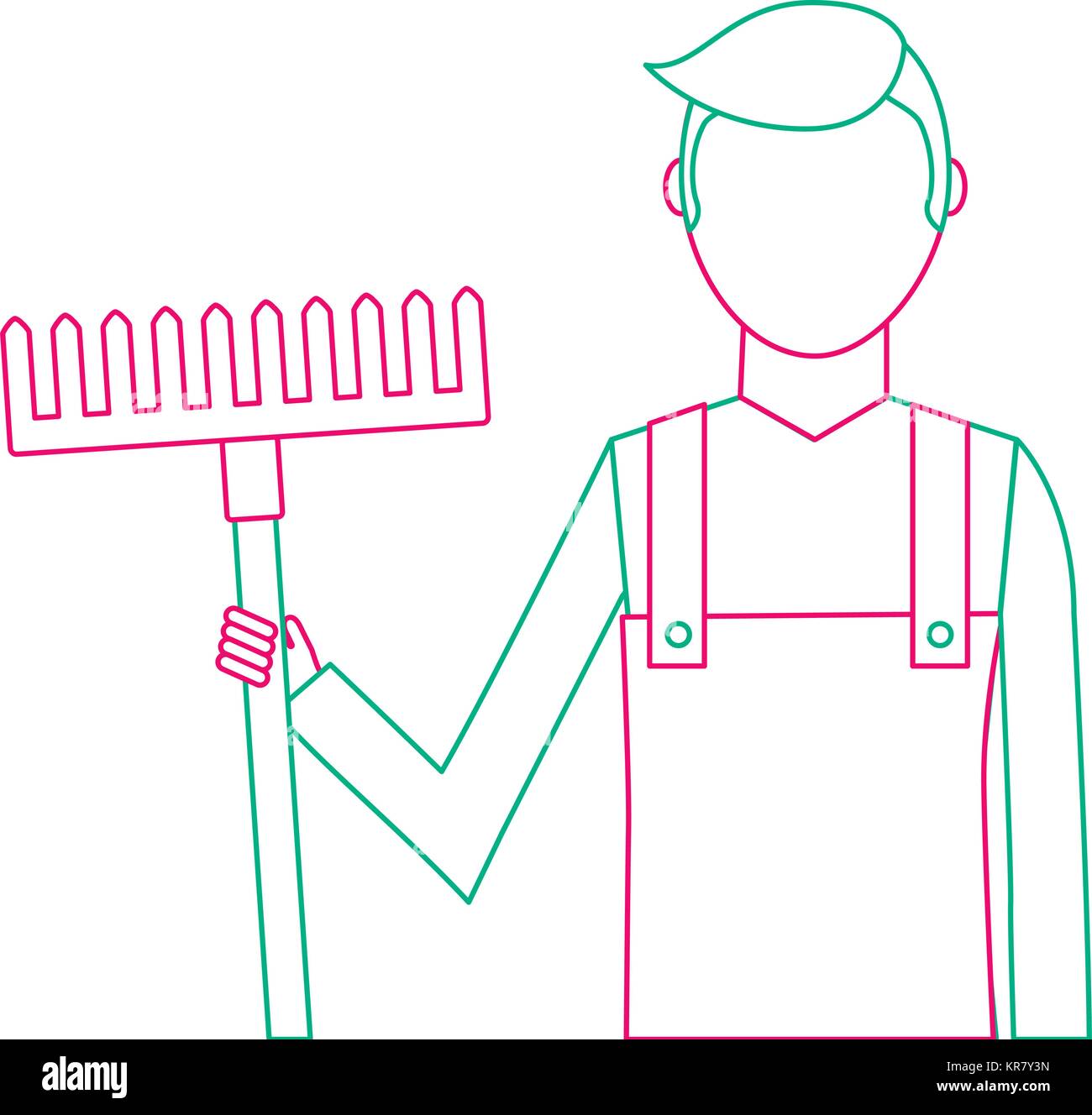 gardener with rake avatar character icon Stock Vector Image & Art - Alamy