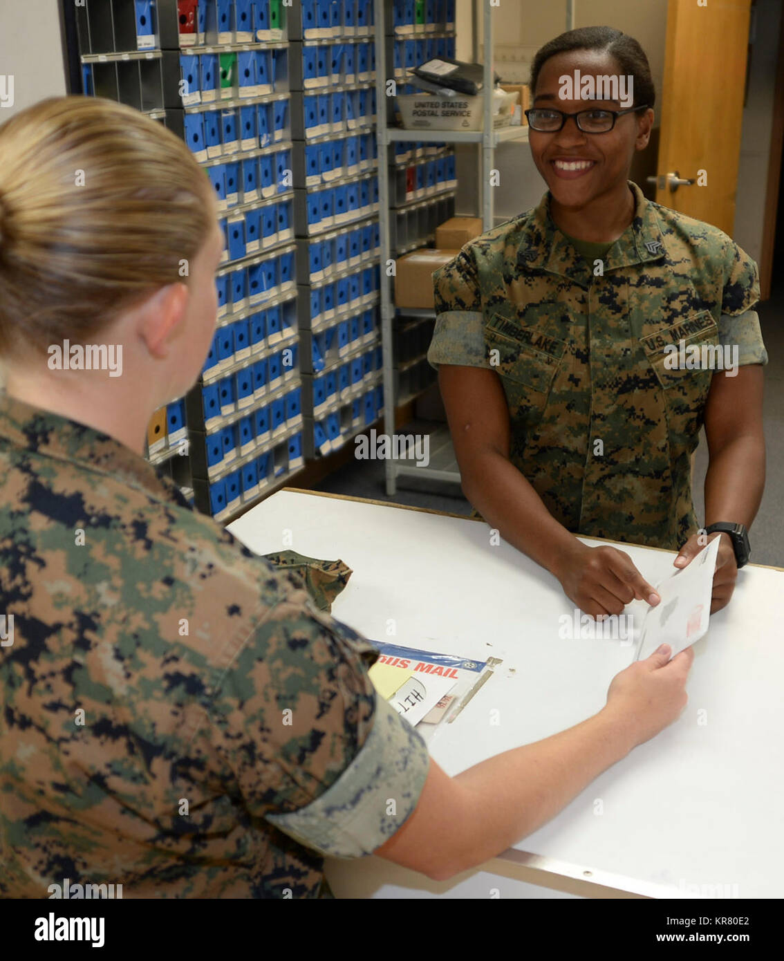 Sgt. Hope Timberlake, postal clerk, Post Office, Marine Corps Logistics ...