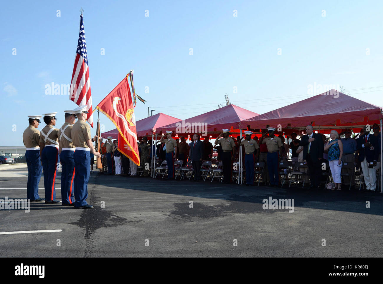 Marine Corps Logistics Base Albany’s Color Guard present the colors ...