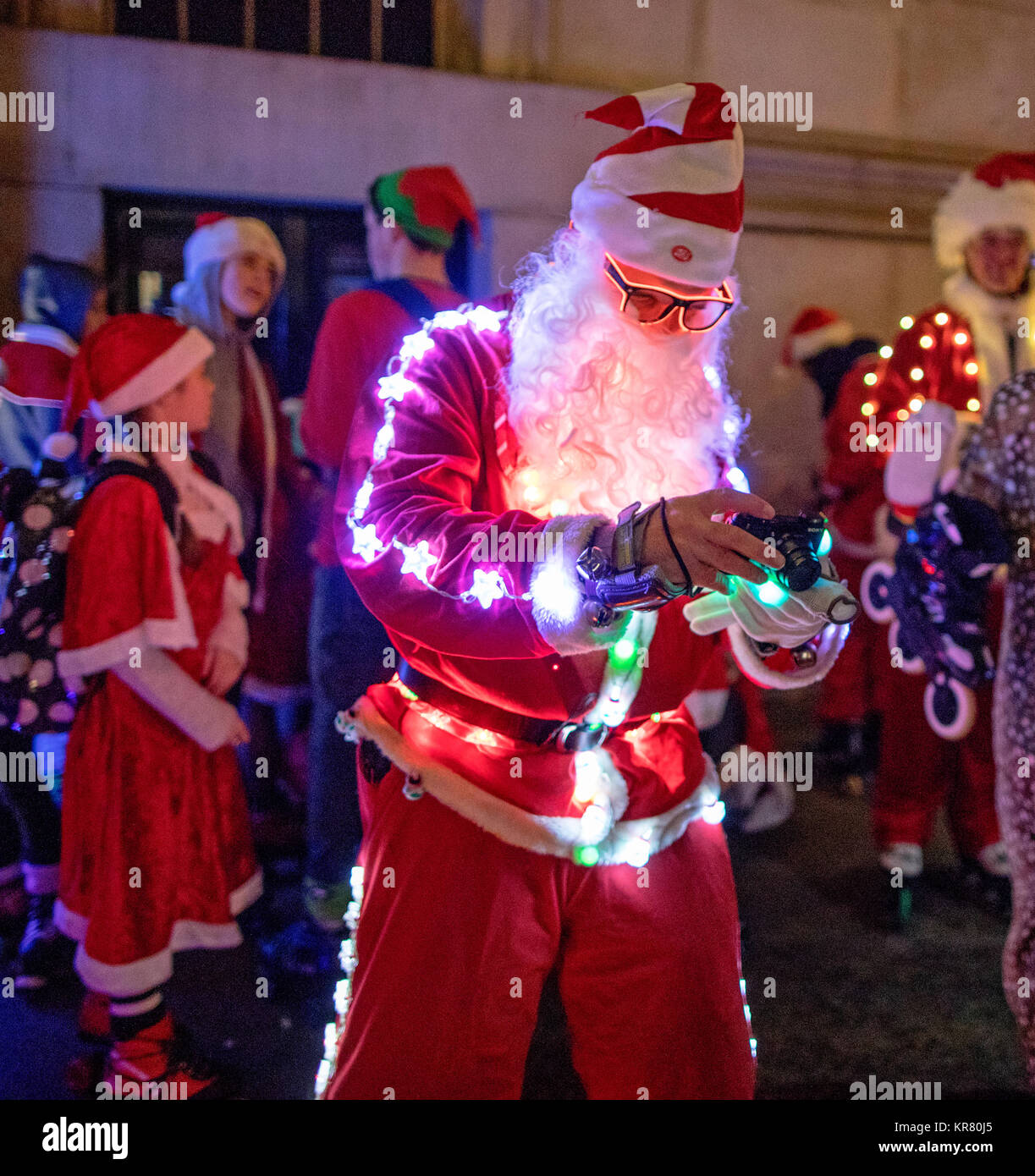 Santa Claus at Night in London UK Stock Photo - Alamy